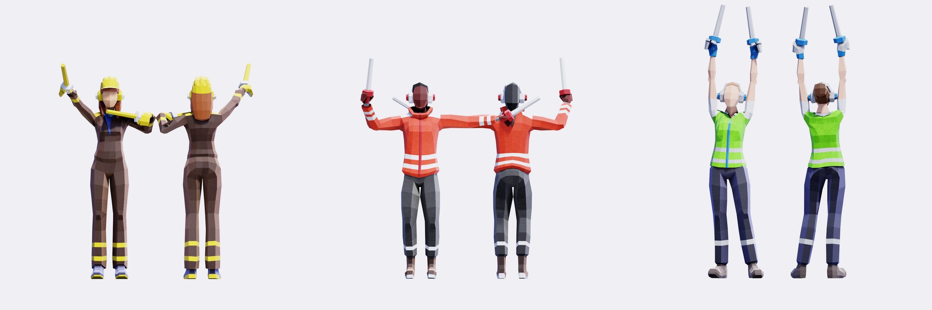 3D Model Low Poly Airport Ground Crew - TurboSquid 2124932