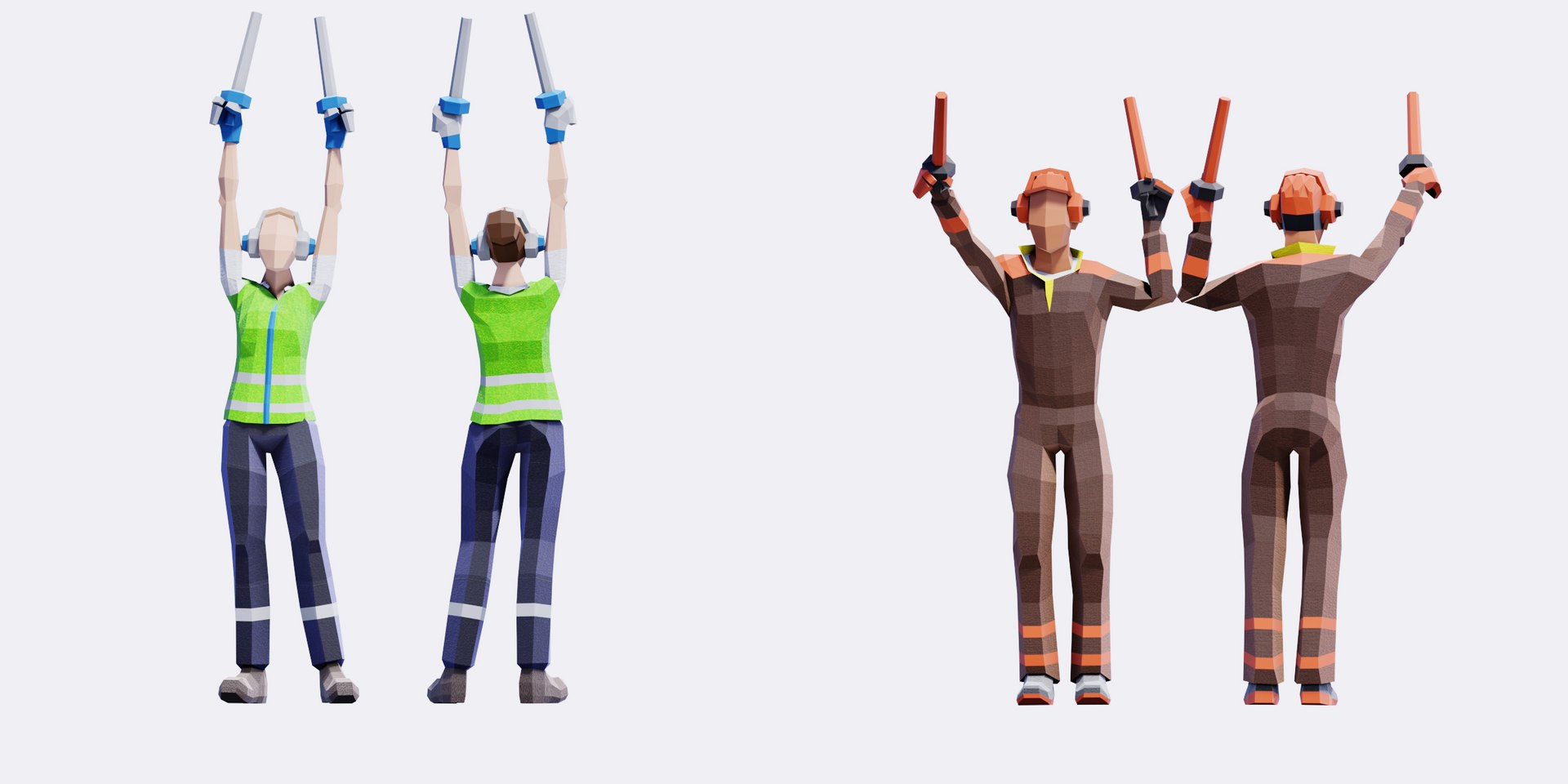 3D Model Low Poly Airport Ground Crew - TurboSquid 2124932