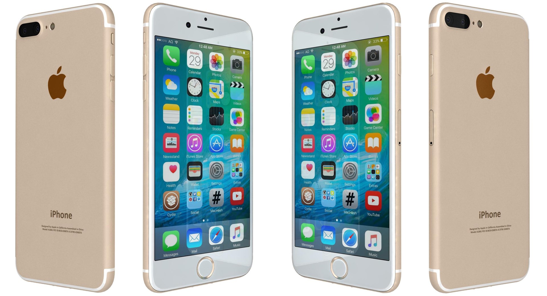3d Apple Iphone 7 Gold Model