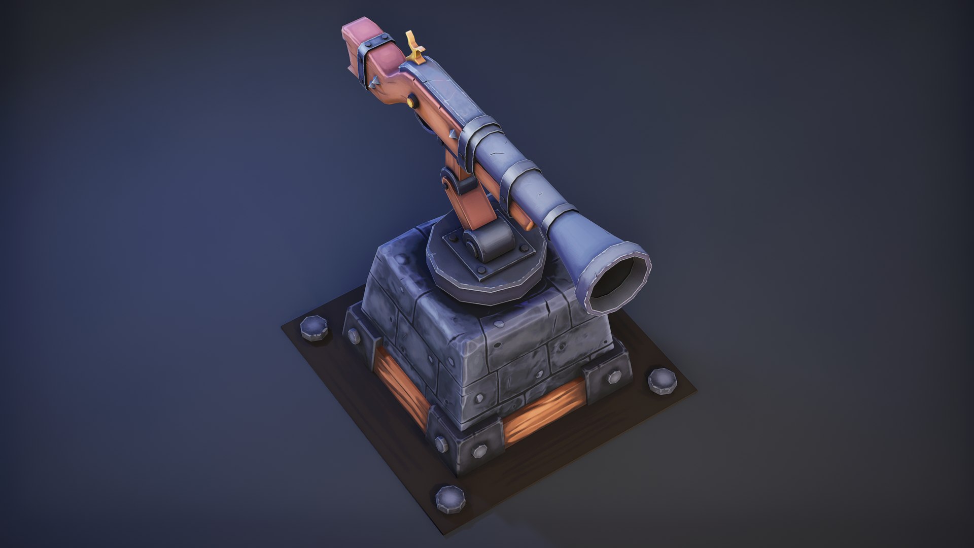 Stylized LowPoly Blunderbuss Turret Mounted 3D - TurboSquid 2500320