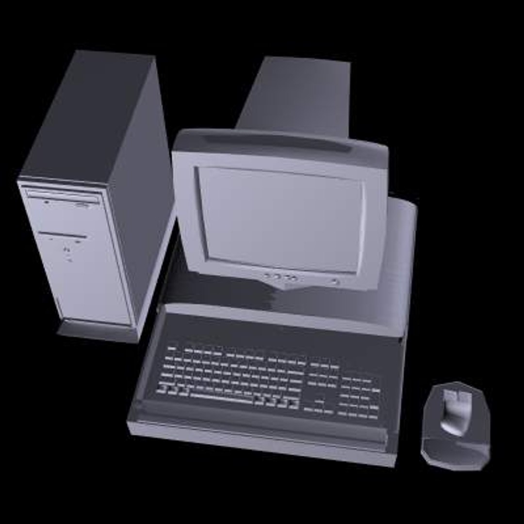 3d Personal Computer Monitor Keyboard Model