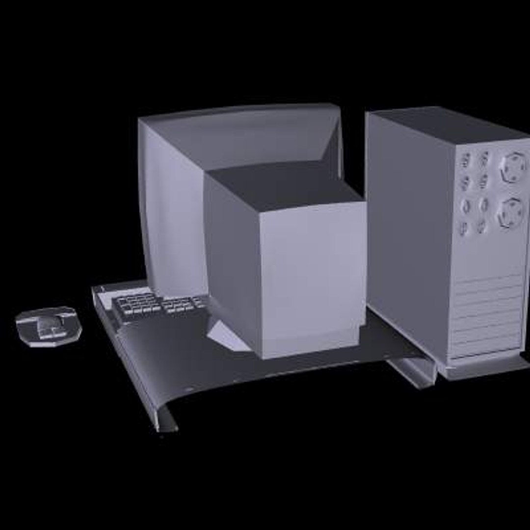 3d Personal Computer Monitor Keyboard Model