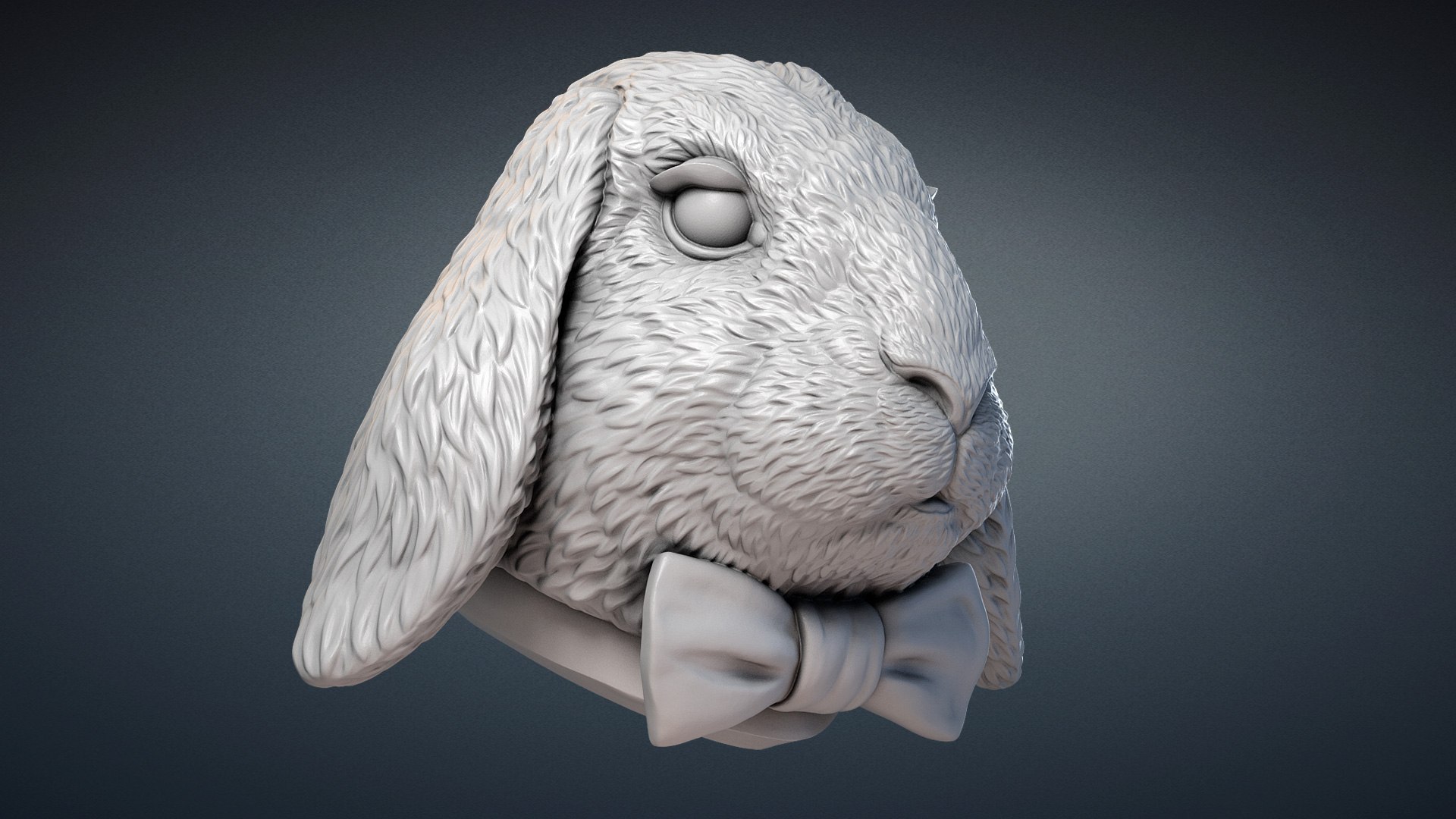 3D Rabbit Head Sculpture Bow Tie STL Model - TurboSquid 1984988