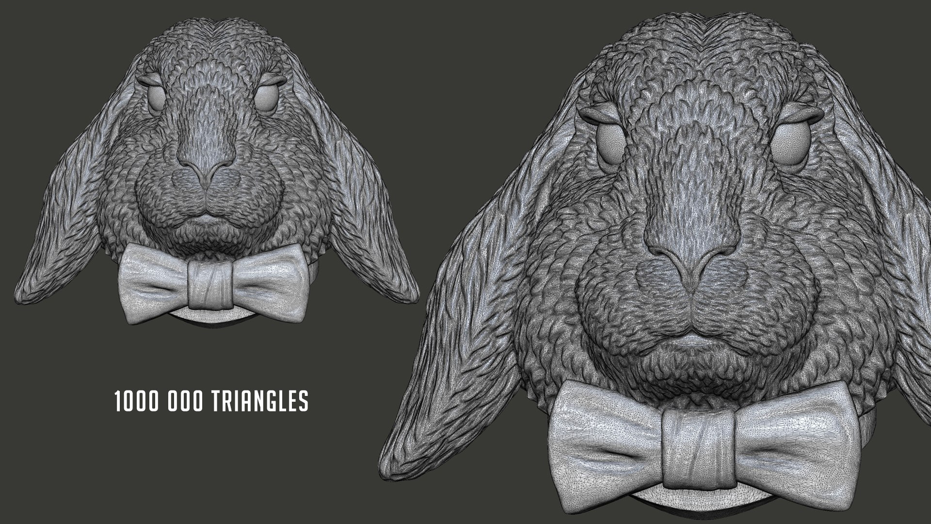 3D Rabbit Head Sculpture Bow Tie STL Model - TurboSquid 1984988