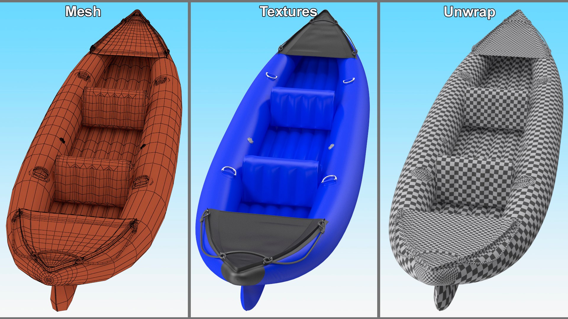 3D Tandem Inflatable Kayak model - TurboSquid 2163490