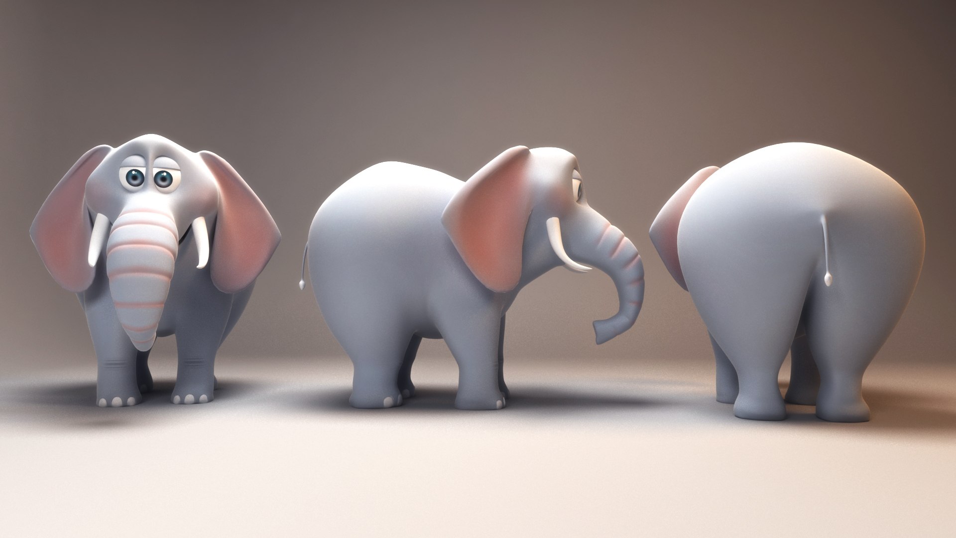 3d Cartoon Elephant Model
