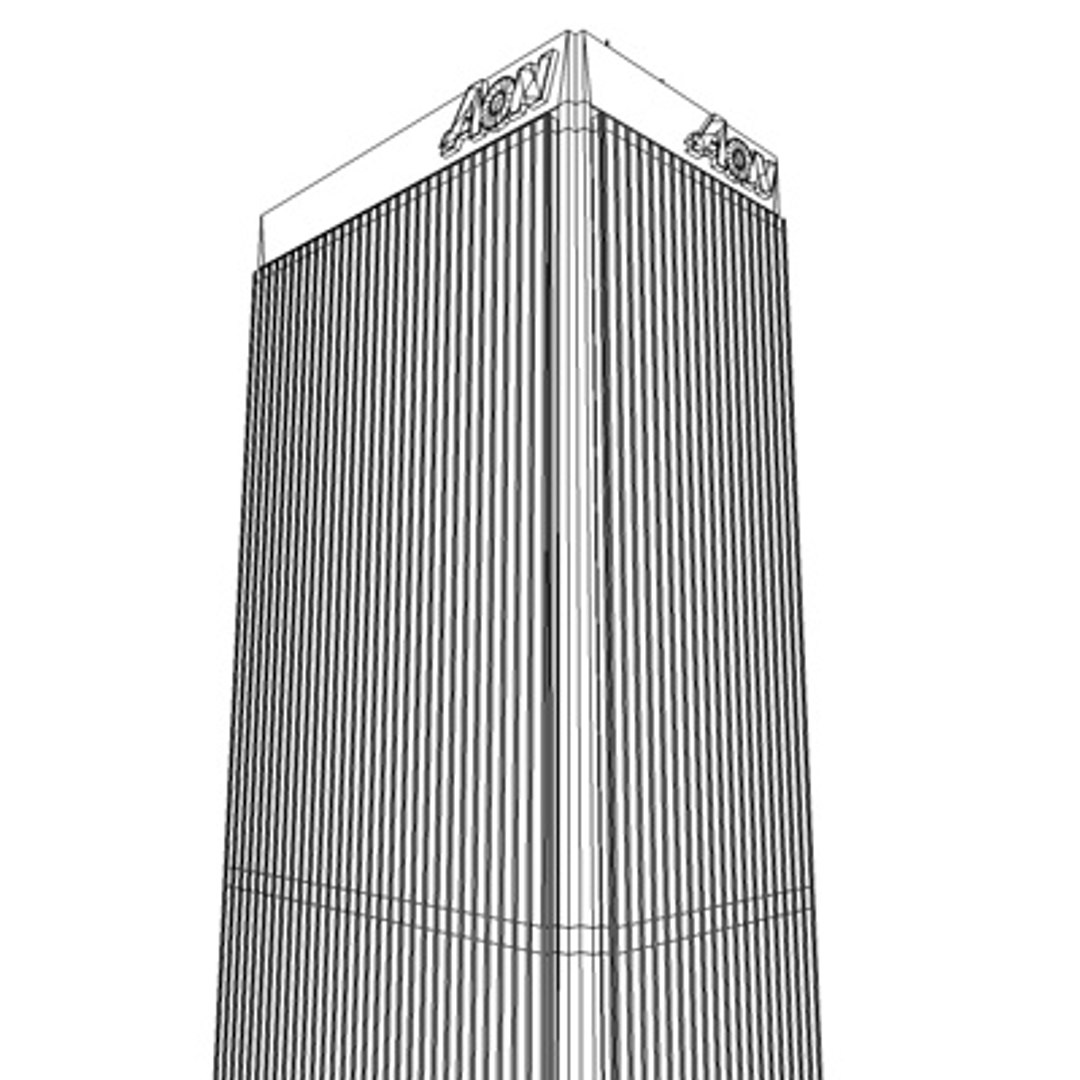 Night Aon Center Skyscraper 3d Model