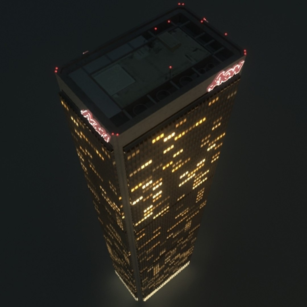 Night Aon Center Skyscraper 3d Model