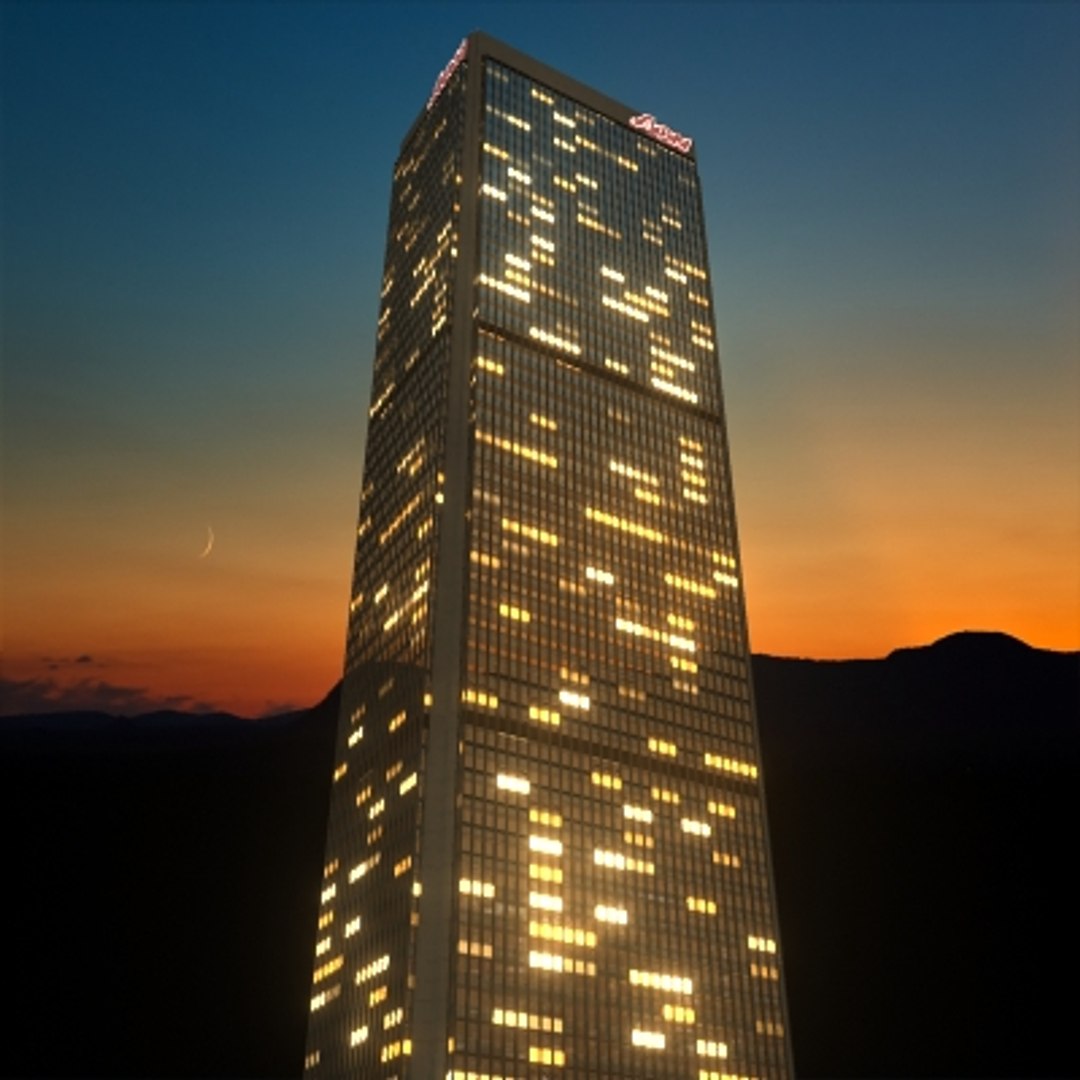 Night Aon Center Skyscraper 3d Model