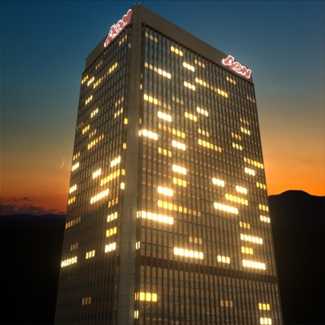 Night Aon Center Skyscraper 3d Model