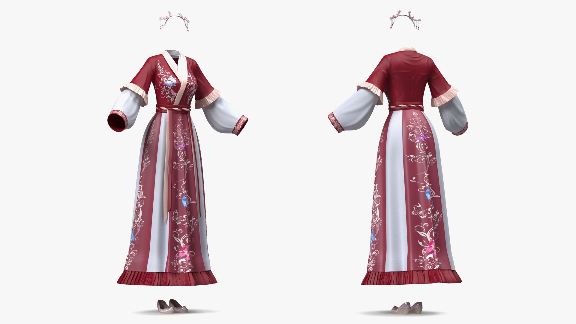 3D Model Clothes Set Traditional Chinese Style For Women - TurboSquid 2022307