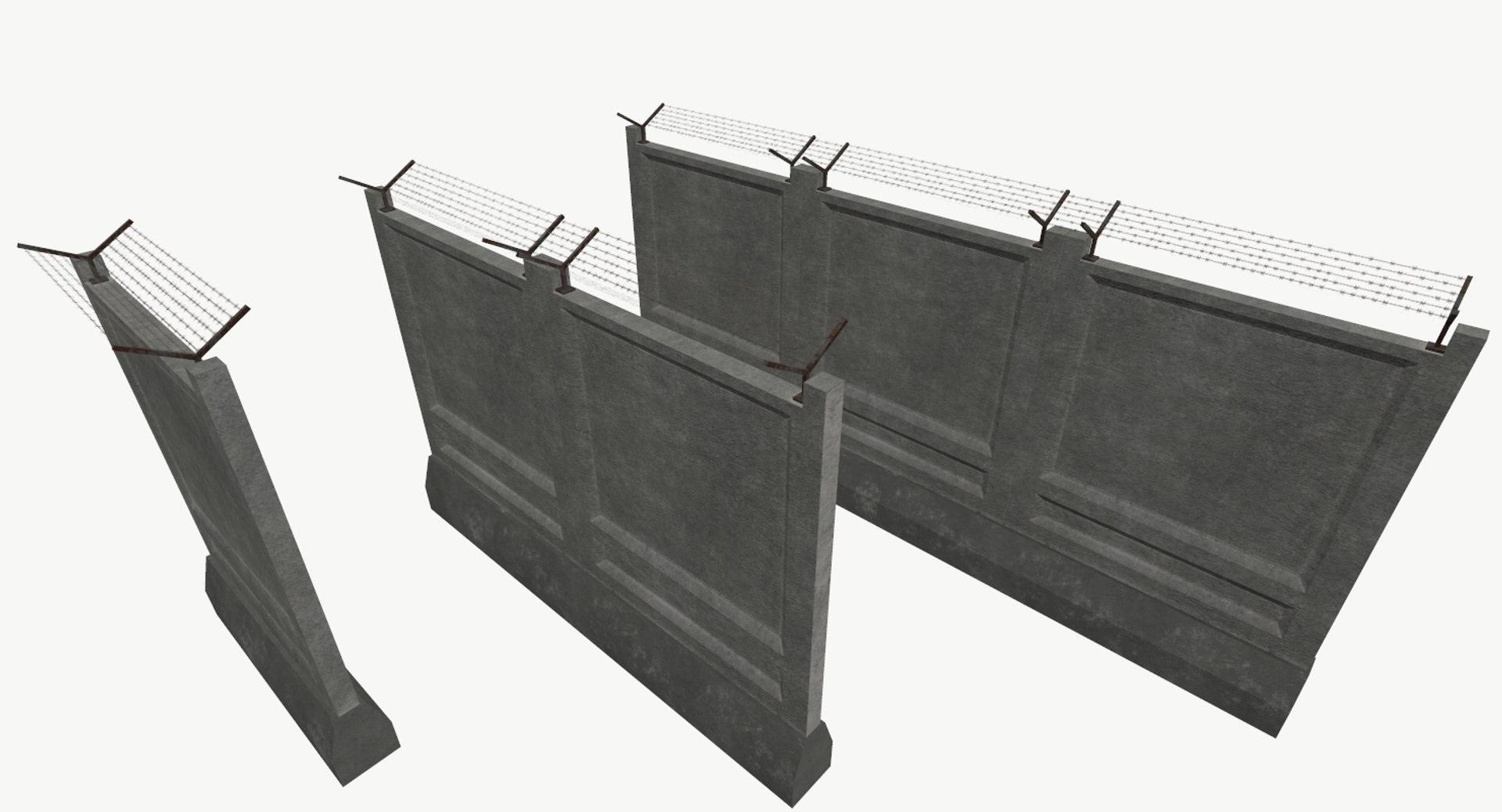 Concrete Fences Metal Gate 3D Model - TurboSquid 1230612