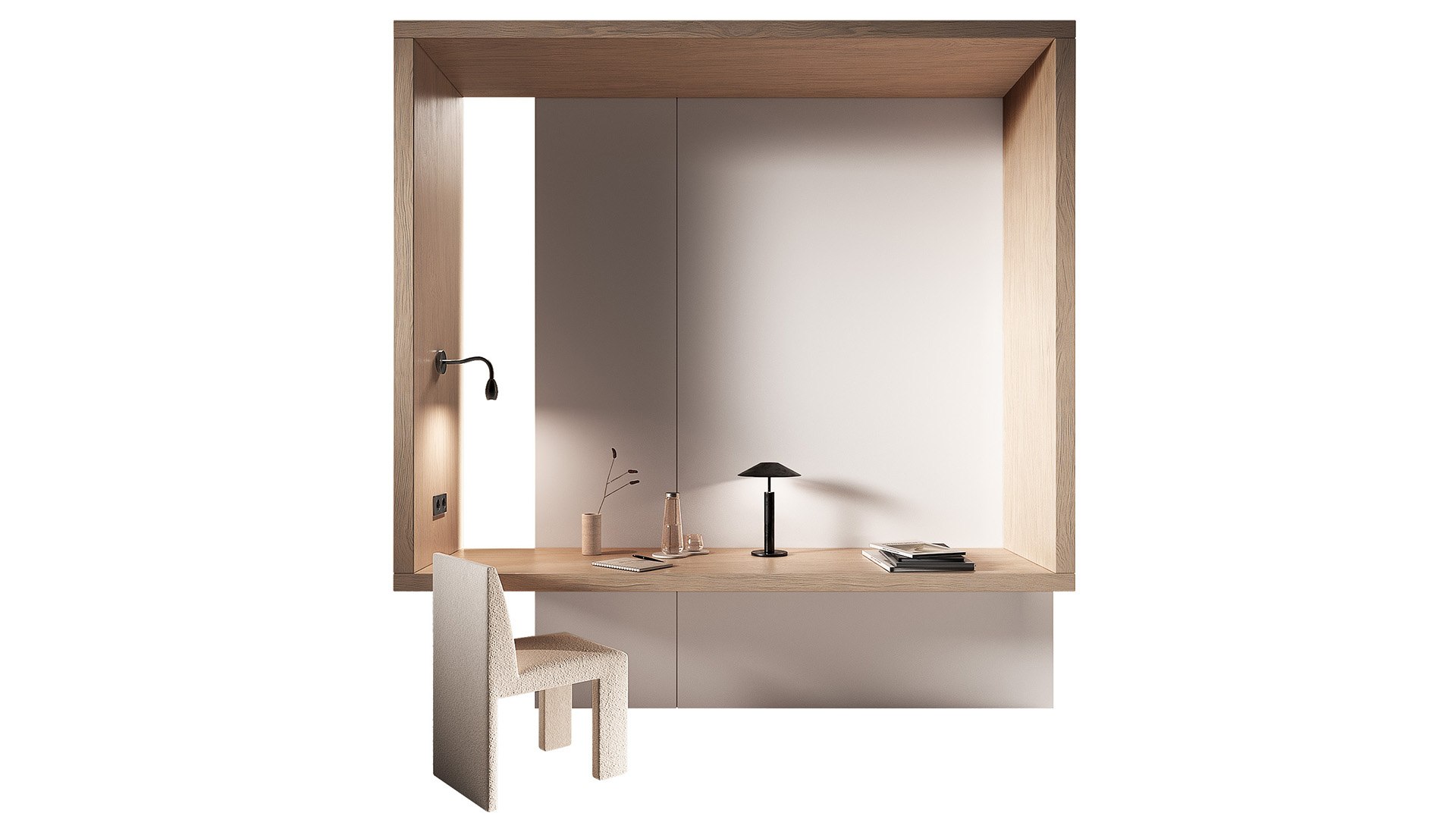 Workplace Minimal Home Office Furniture Window Sill Table Top 3D Model ...