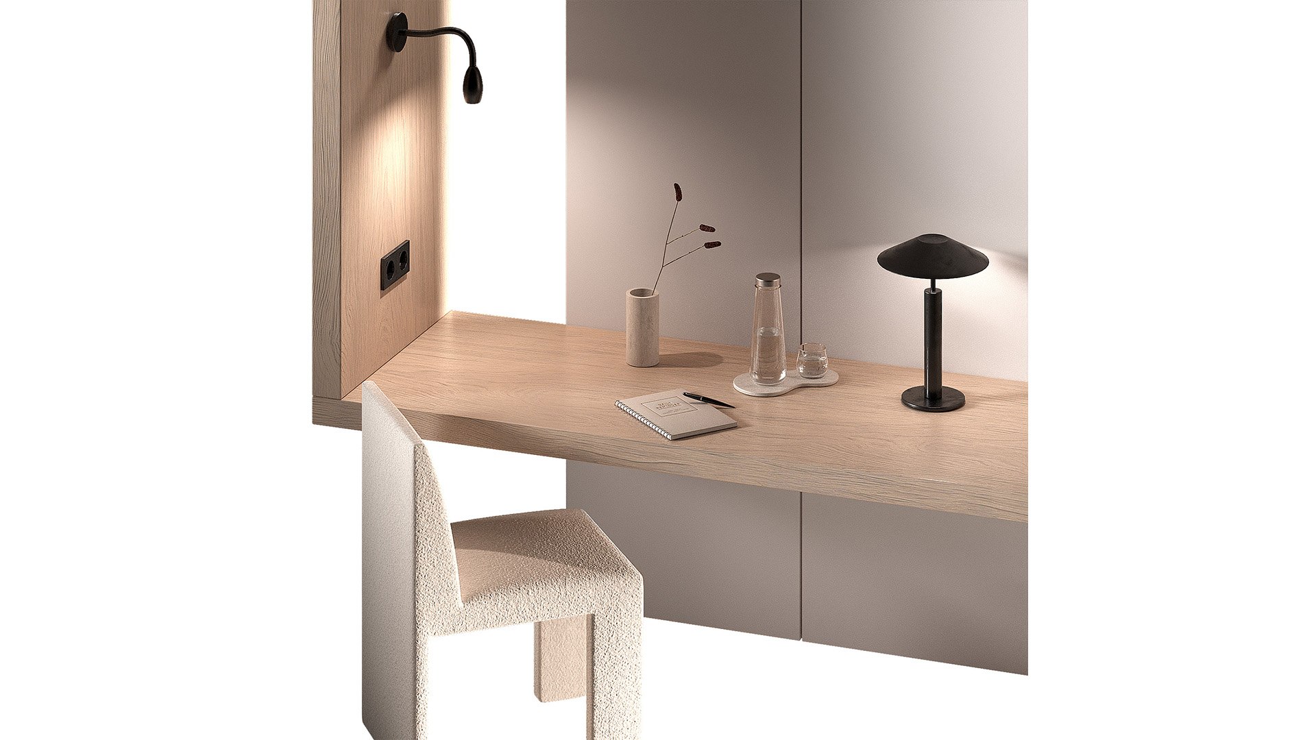 Workplace Minimal Home Office Furniture Window Sill Table Top 3D Model ...