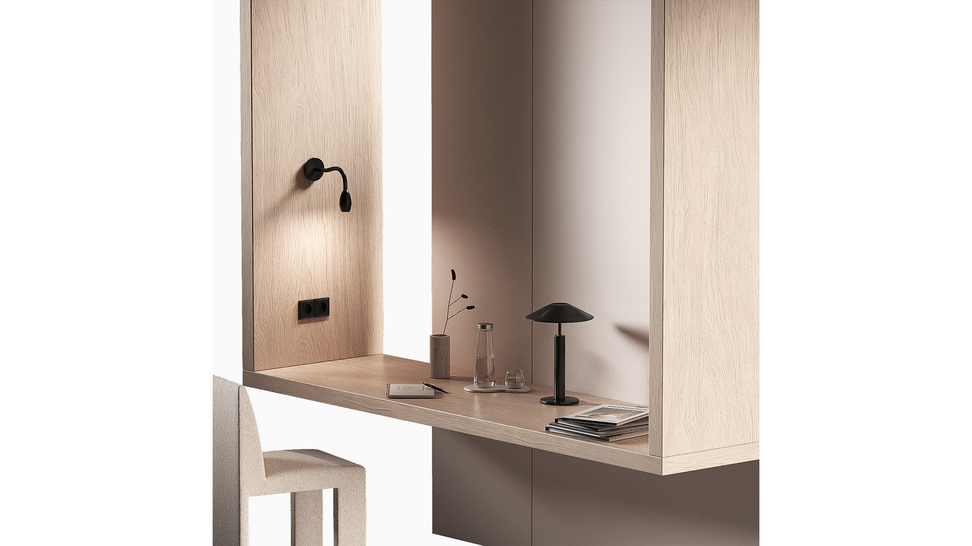 Workplace Minimal Home Office Furniture Window Sill Table Top 3D Model ...