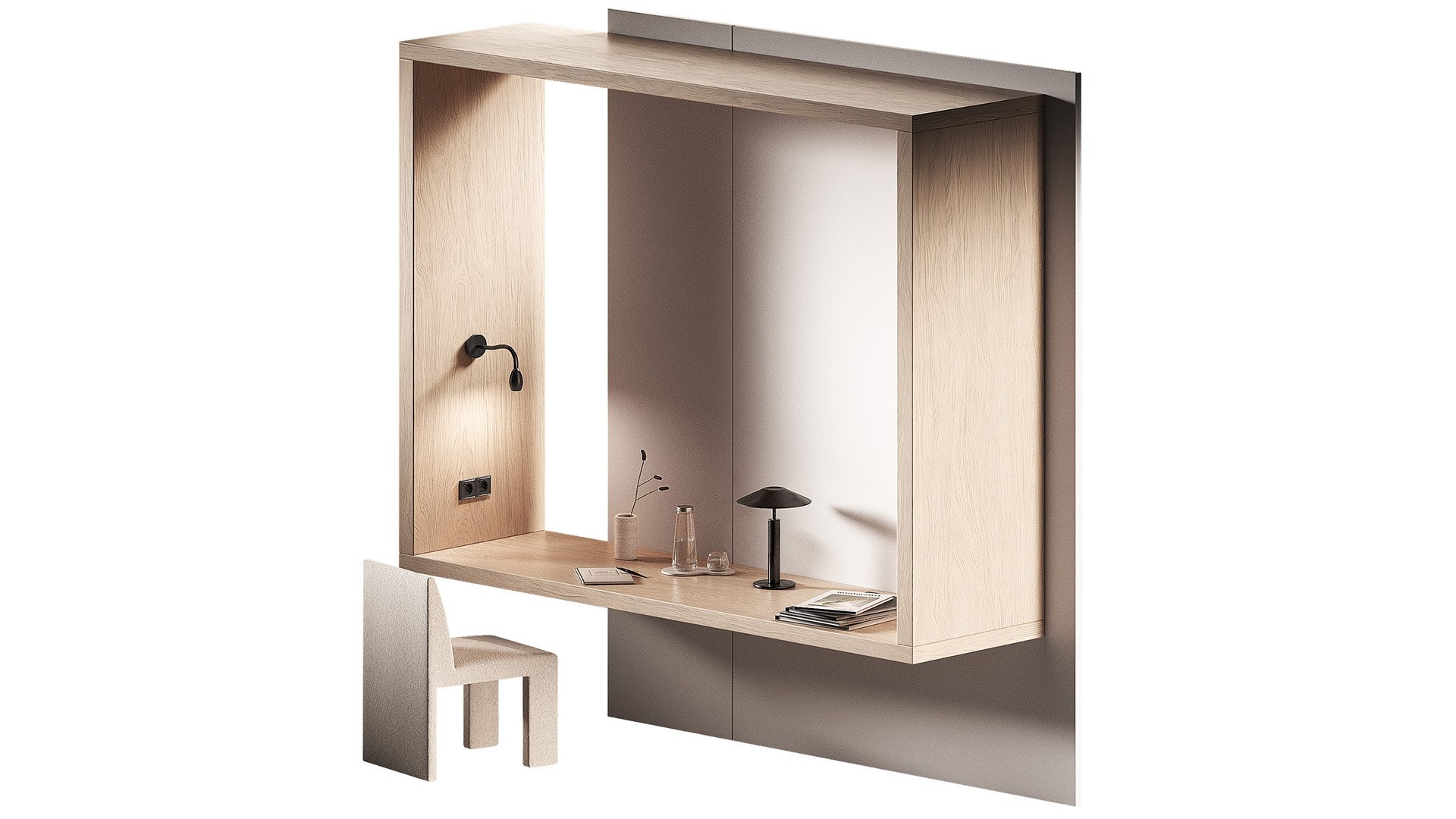 Workplace Minimal Home Office Furniture Window Sill Table Top 3D Model ...