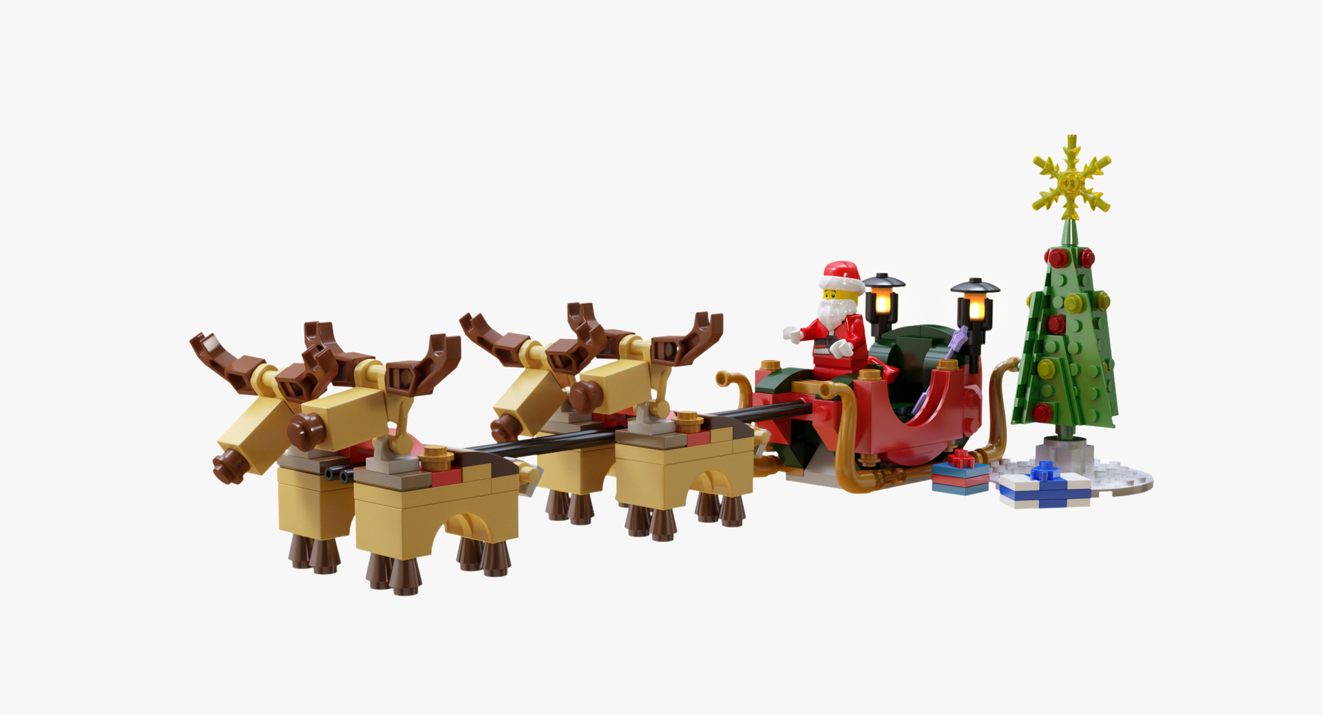 3D Lego Santa Sleigh Reindeer - TurboSquid 1409818
