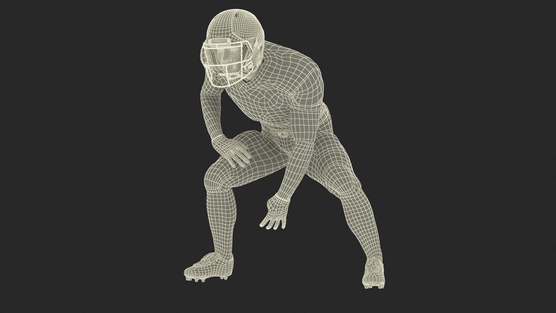 3D Black Man American Football Player Crouching Black Uniform ...