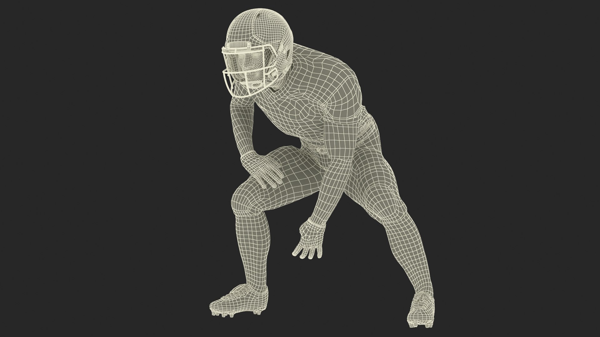 3D Black Man American Football Player Crouching Black Uniform ...