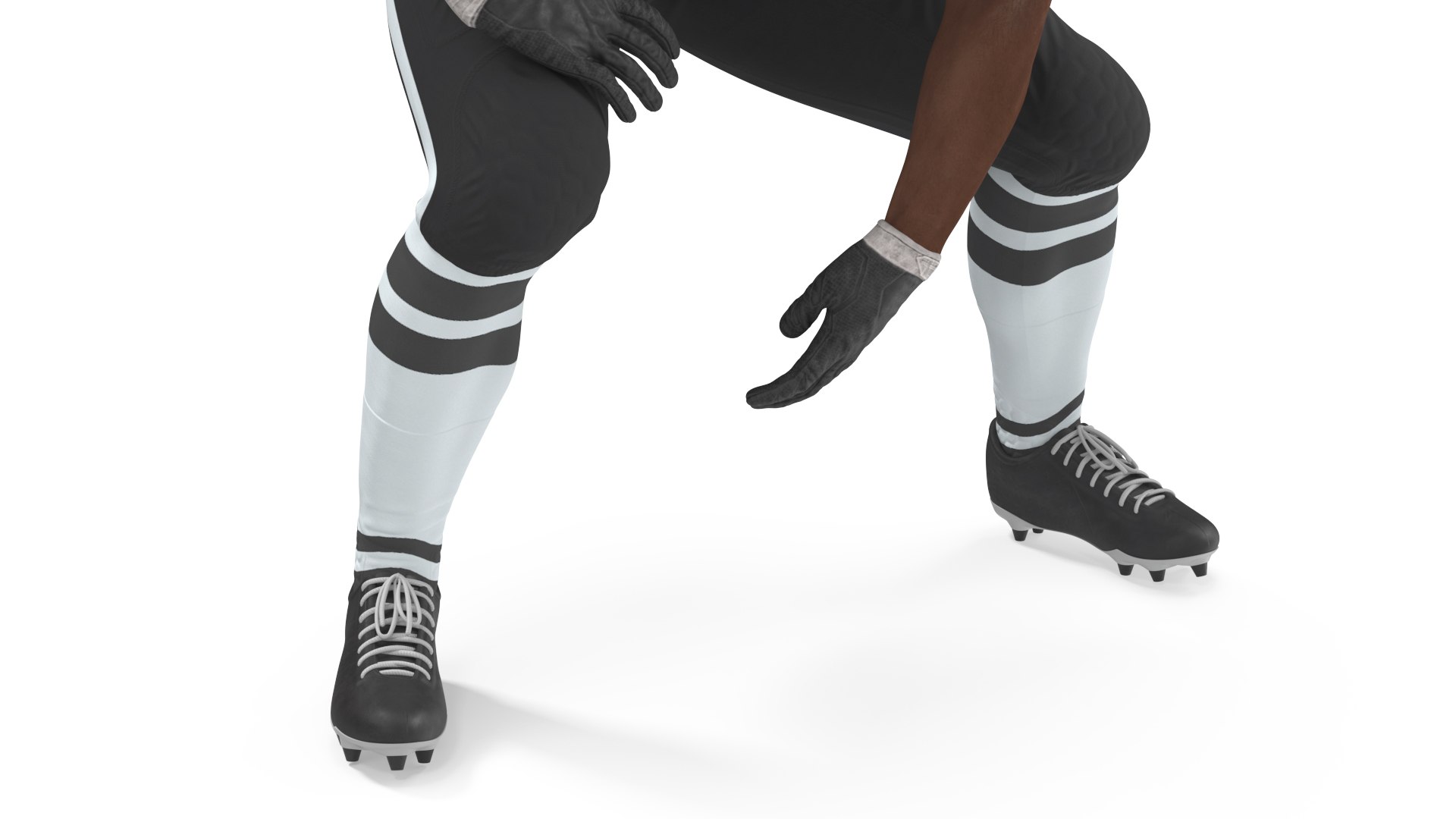 3D Black Man American Football Player Crouching Black Uniform ...