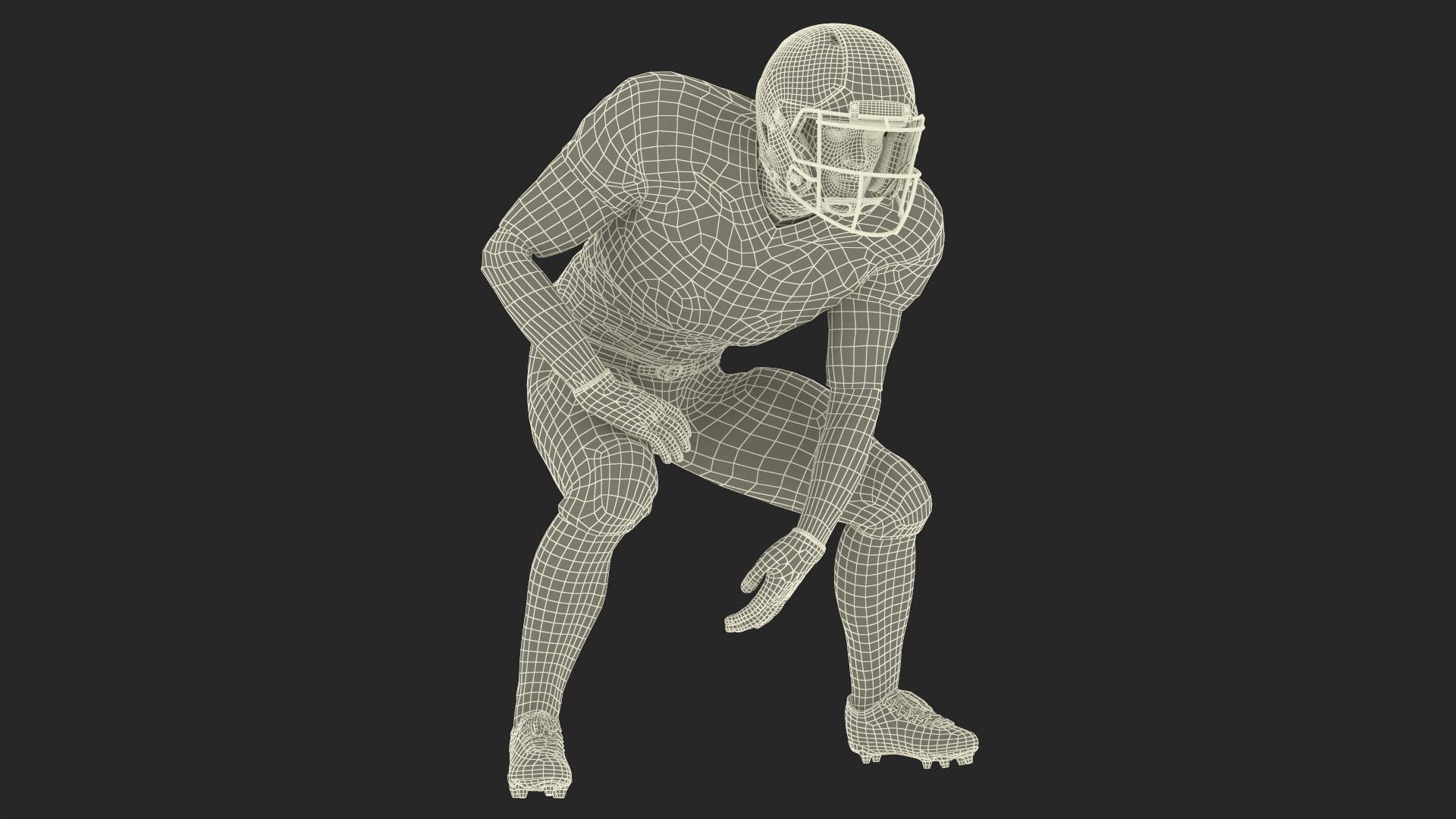 3D Black Man American Football Player Crouching Black Uniform ...