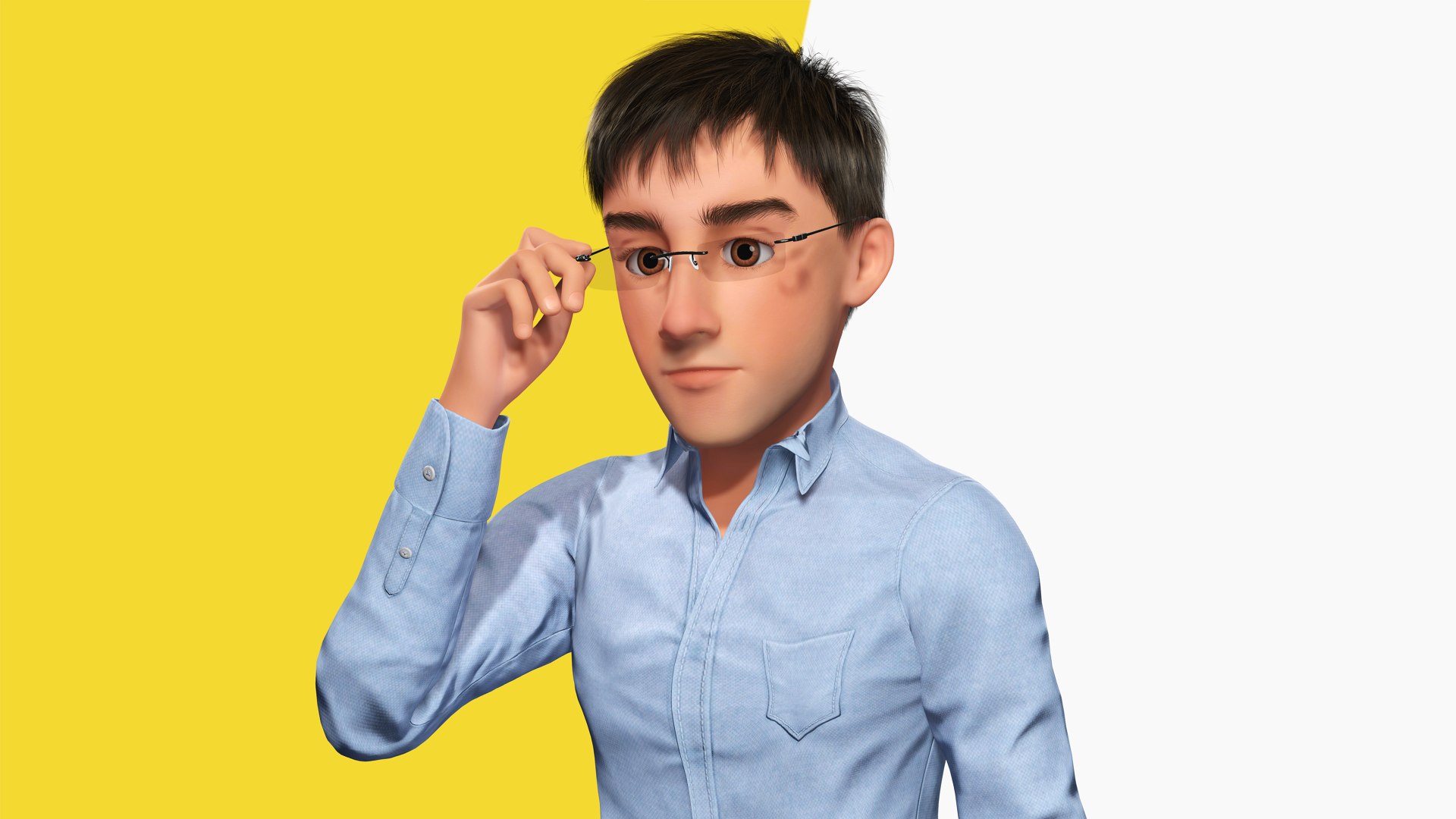 3D Intellectual Look With Glasses Stylized Professional Male Model ...