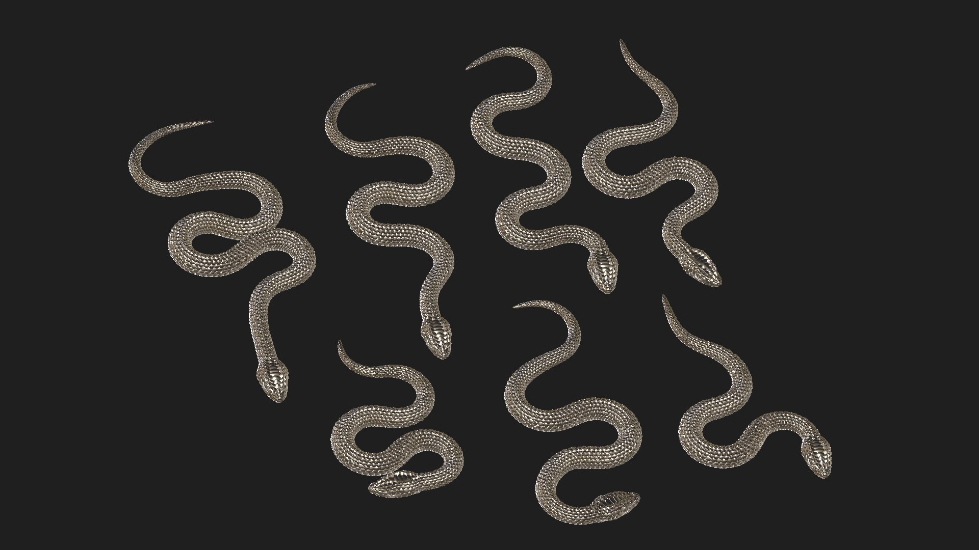 3D Several Snakes Model - TurboSquid 2140016