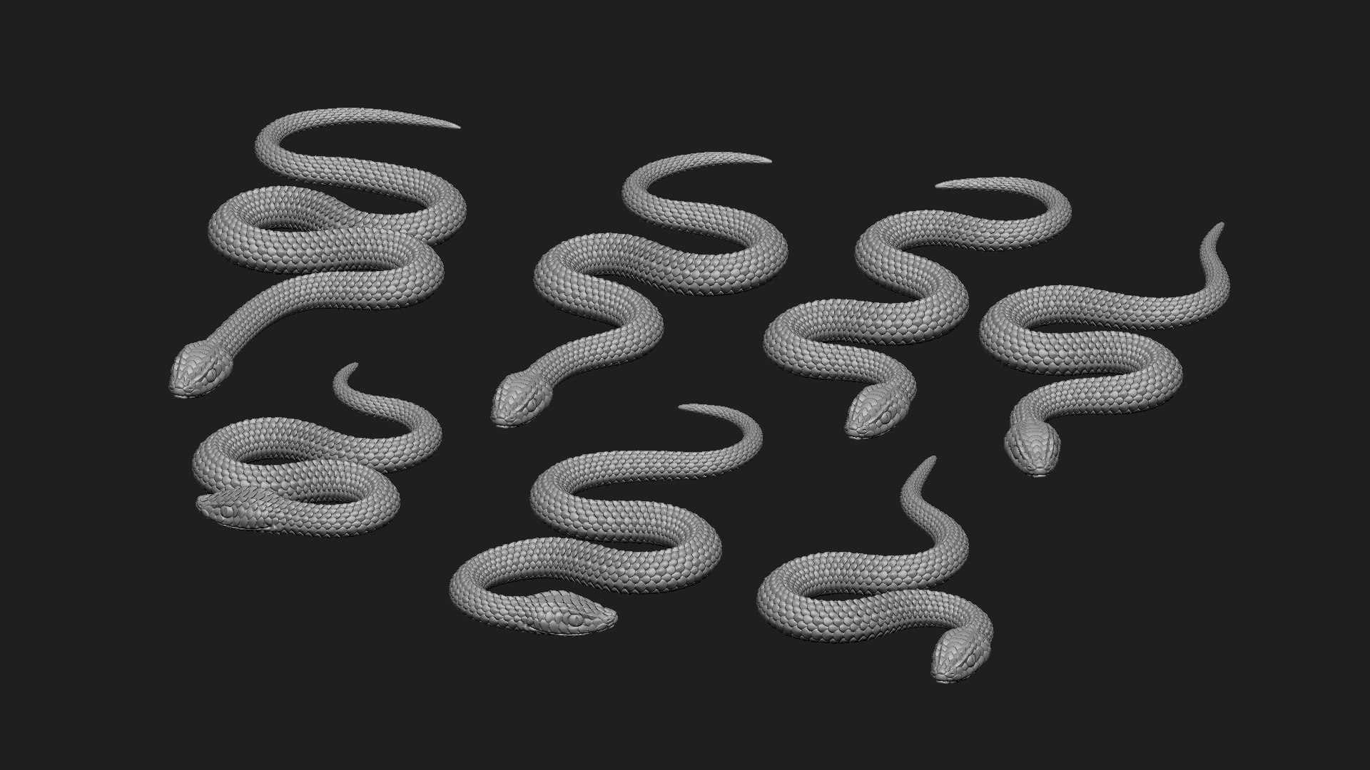 3D Several Snakes Model - TurboSquid 2140016