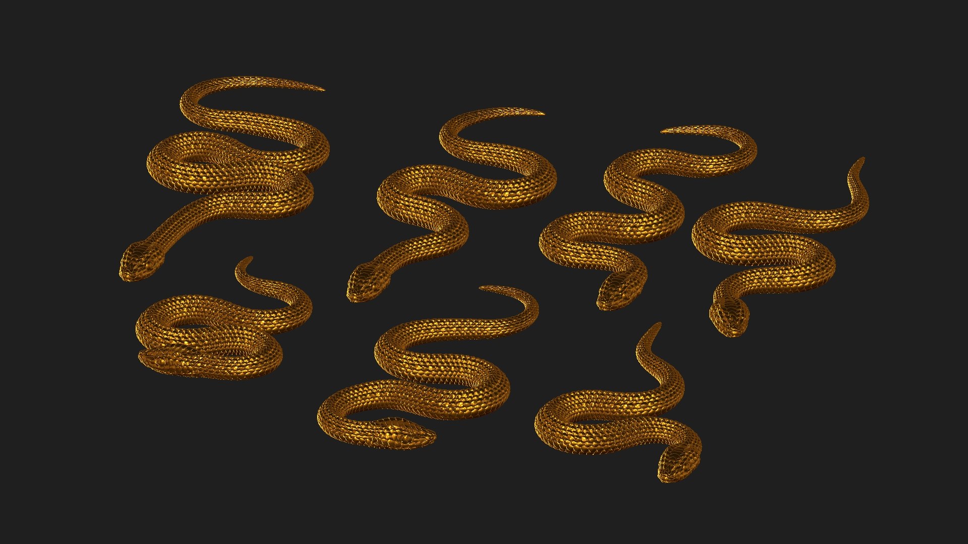 3D Several Snakes Model - TurboSquid 2140016