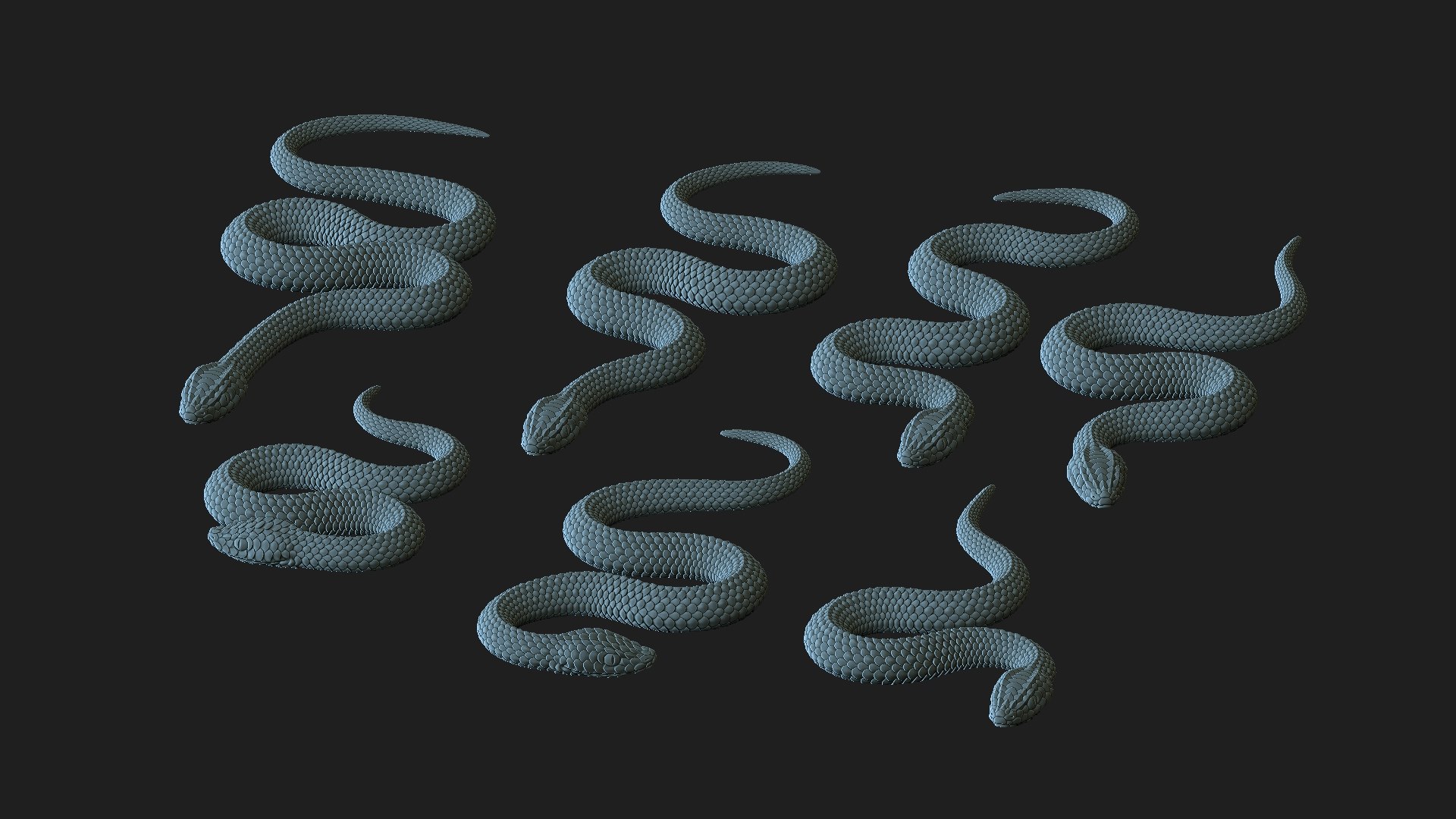 3D Several Snakes Model - TurboSquid 2140016