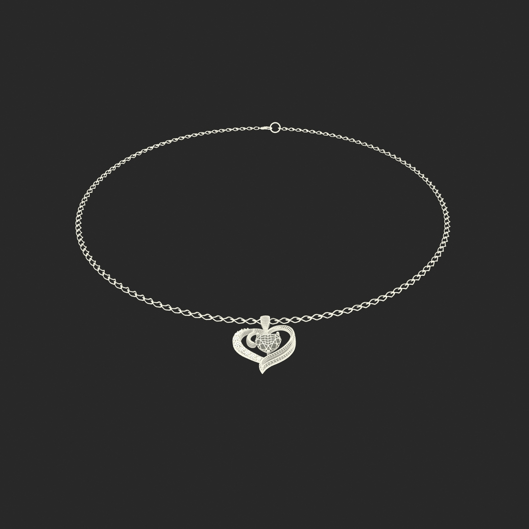3d Model Ruby Heart Necklace Chain