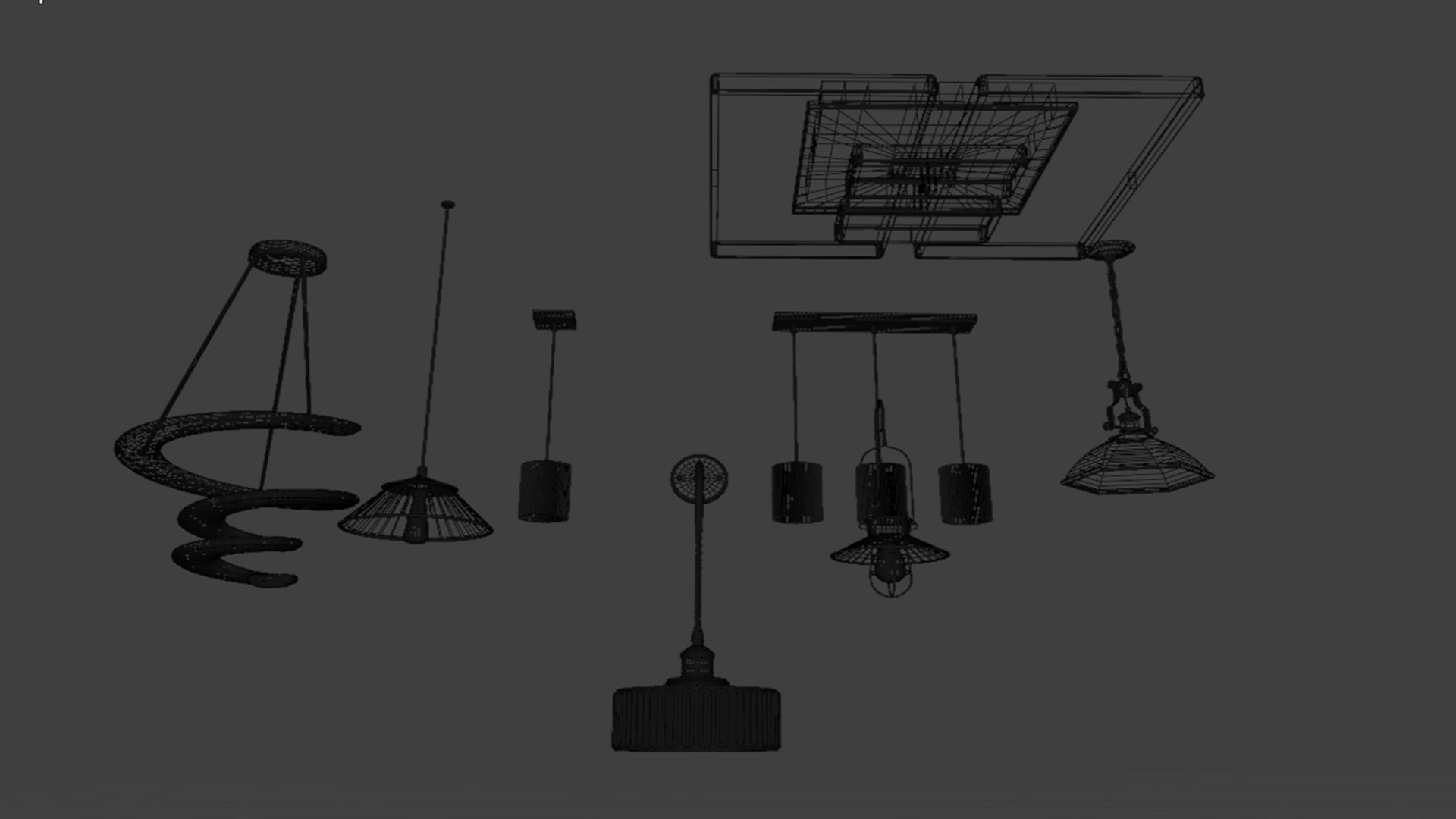 Hanging Ceiling Lamps 3D Model Pack Realistic PBR 8 Models 3D ...