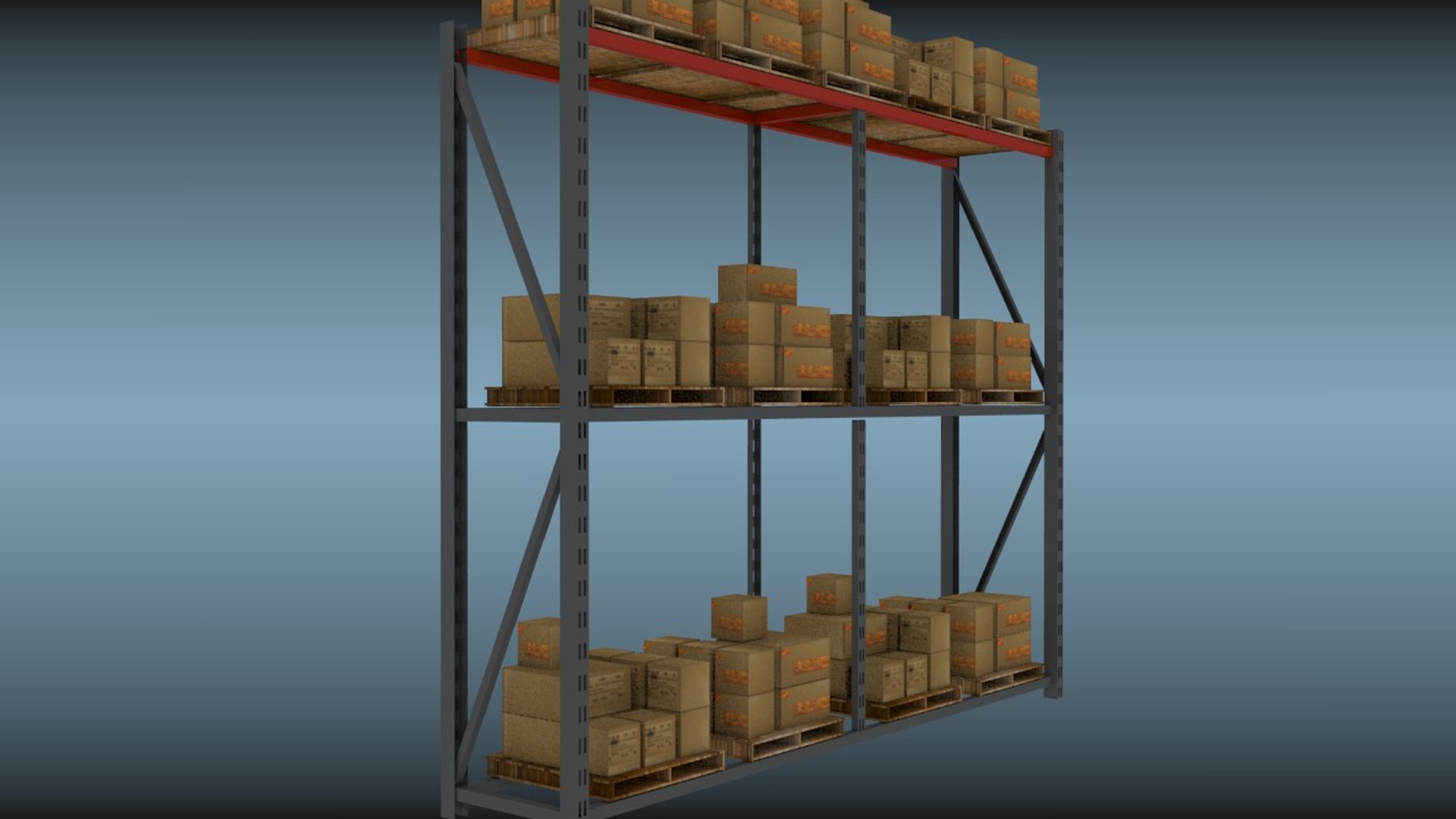 large warehouse rack 3d model