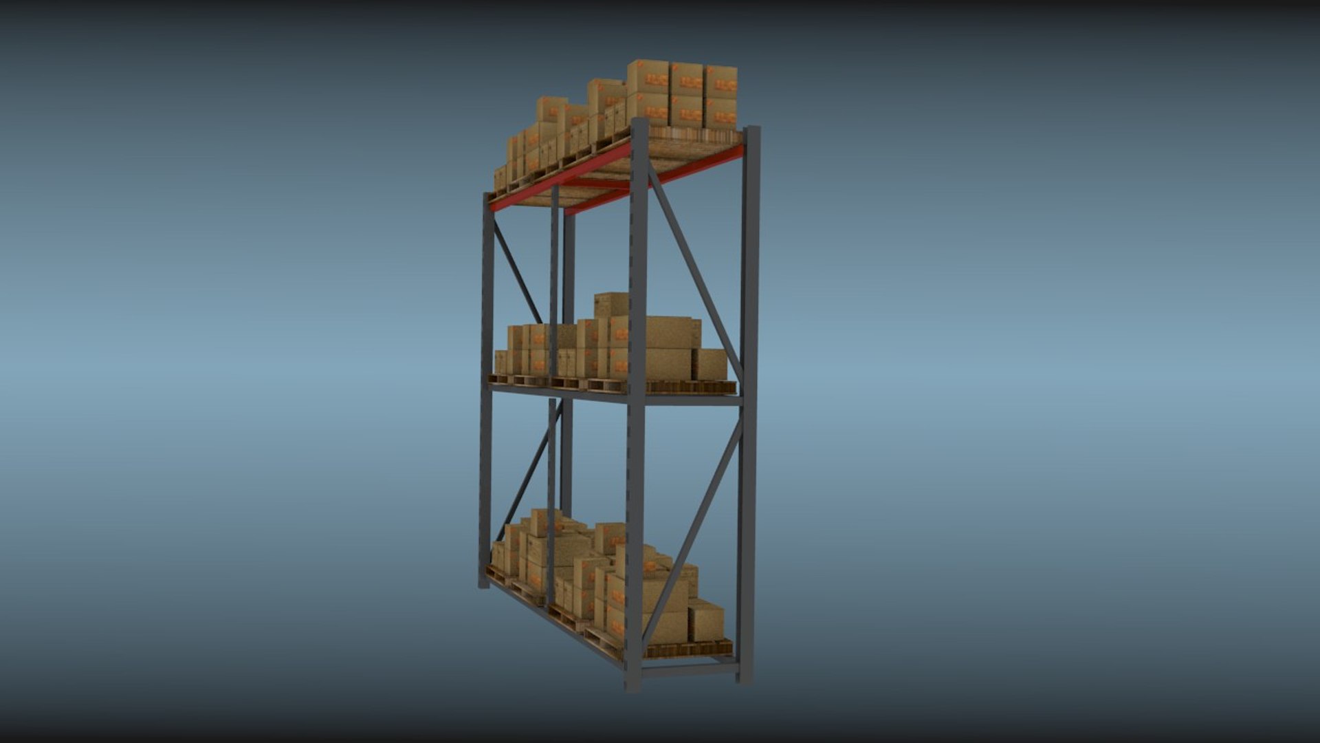 large warehouse rack 3d model