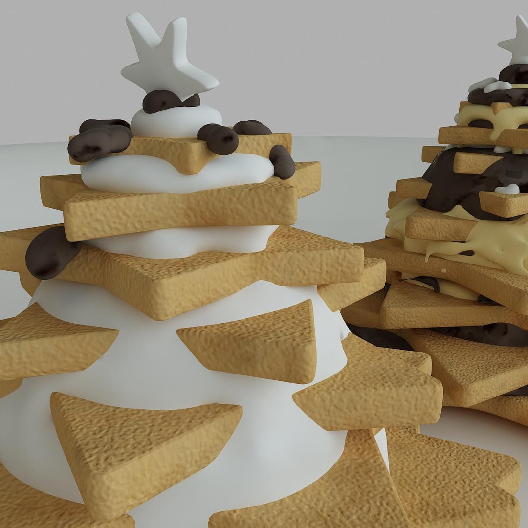 3d Star Biscuit Cream Model