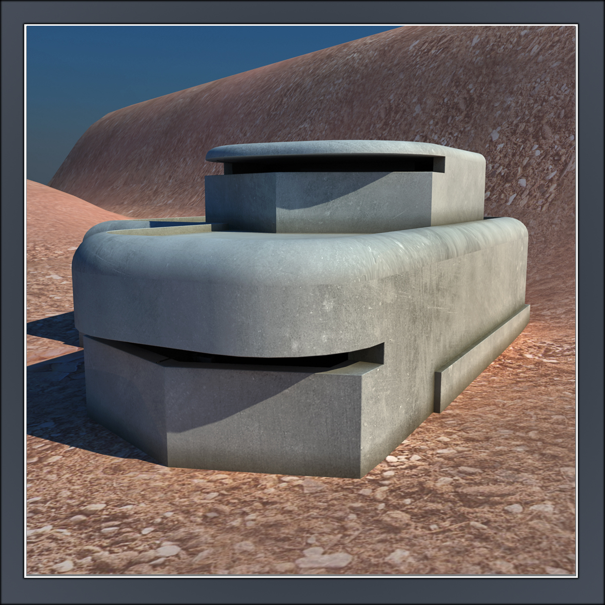 3d model of ww2 bunker m2 browning