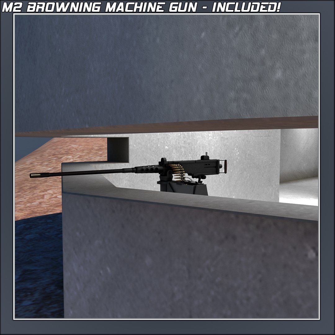 3d Model Of Ww2 Bunker M2 Browning