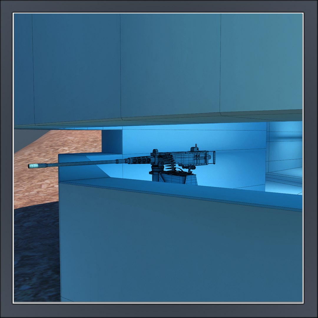 3d Model Of Ww2 Bunker M2 Browning