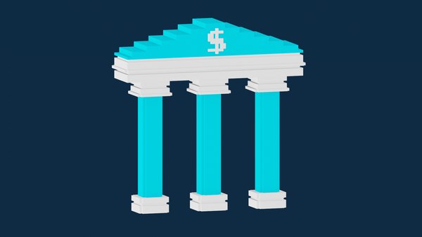 Bank icon pixel art style model - TurboSquid 1818310