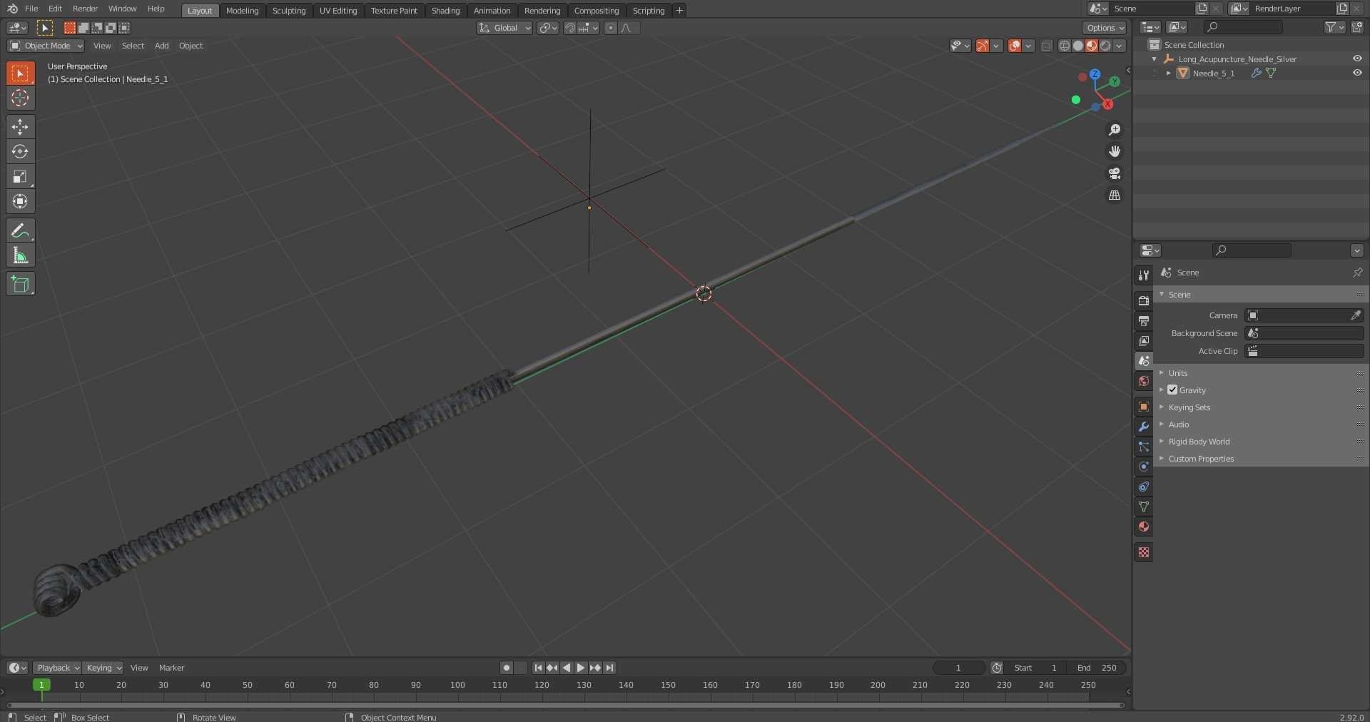 Long Acupuncture Needle Silver 3D Model - TurboSquid 2215121