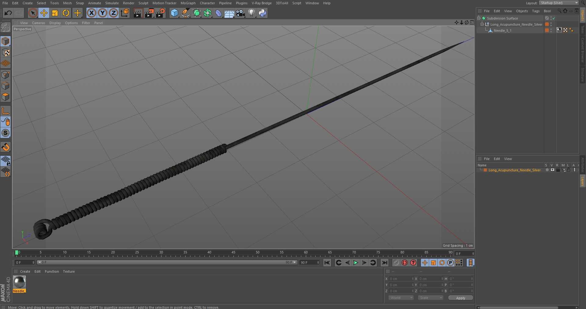 Long Acupuncture Needle Silver 3D Model - TurboSquid 2215121