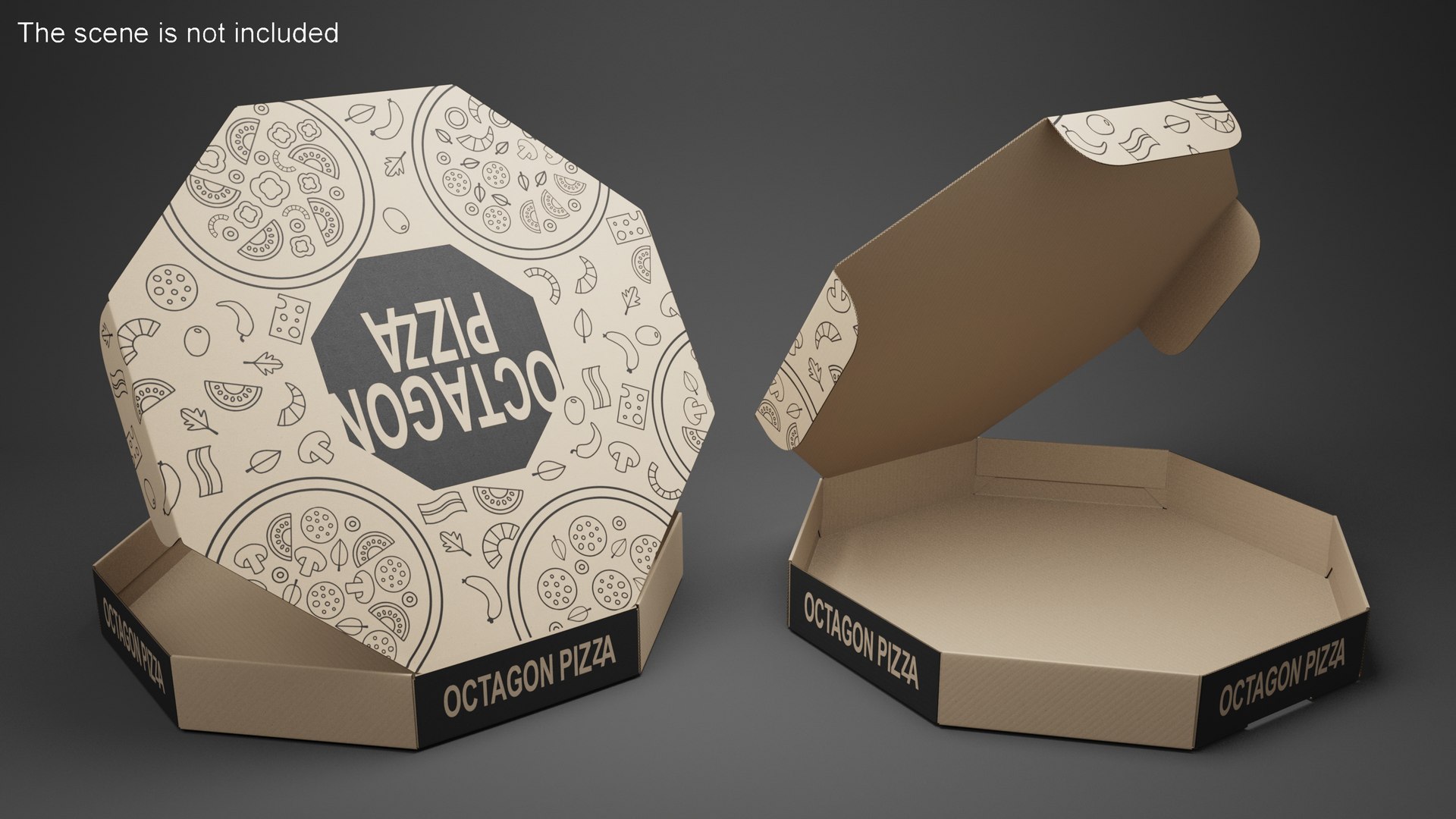 Craft Paper Pizza Box Octagonal Rigged 3D Model - TurboSquid 2000279