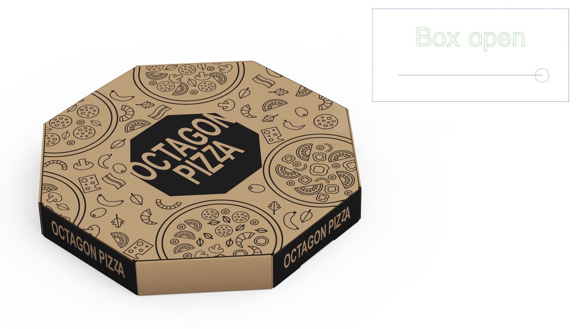 Craft Paper Pizza Box Octagonal Rigged 3D Model - TurboSquid 2000279