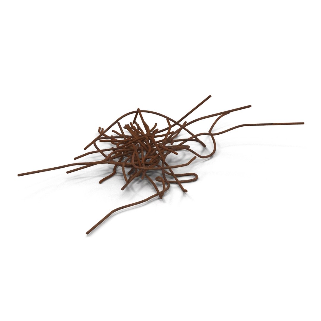 3d messy pile rusty rebar model