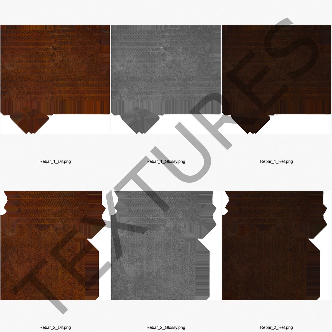 3d messy pile rusty rebar model