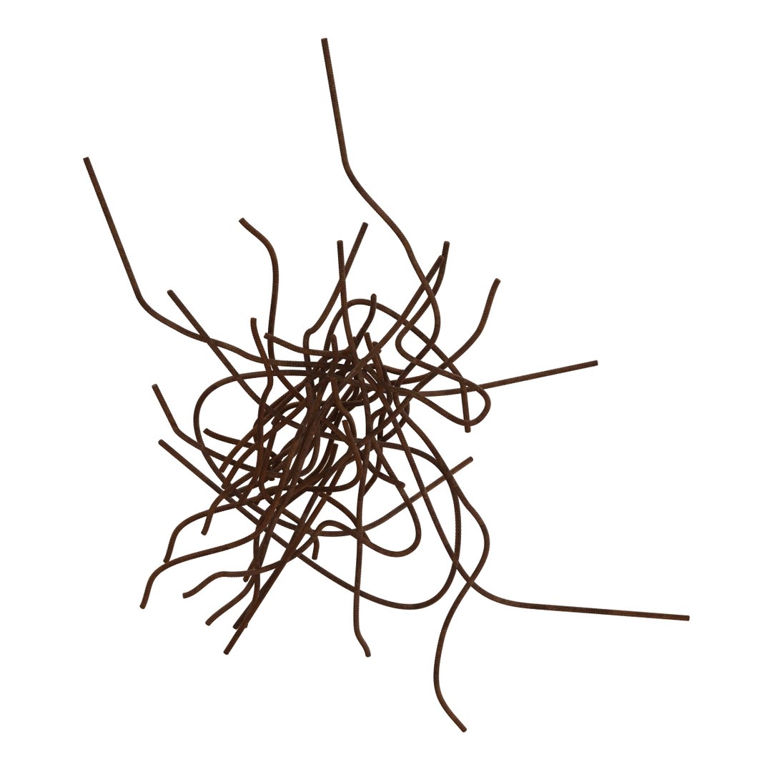 3d messy pile rusty rebar model