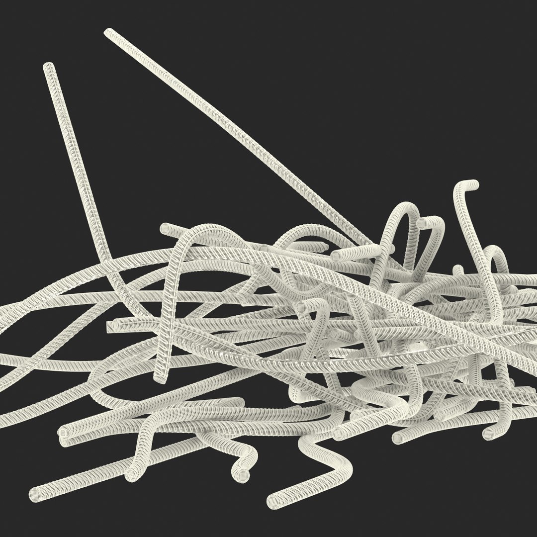 3d messy pile rusty rebar model