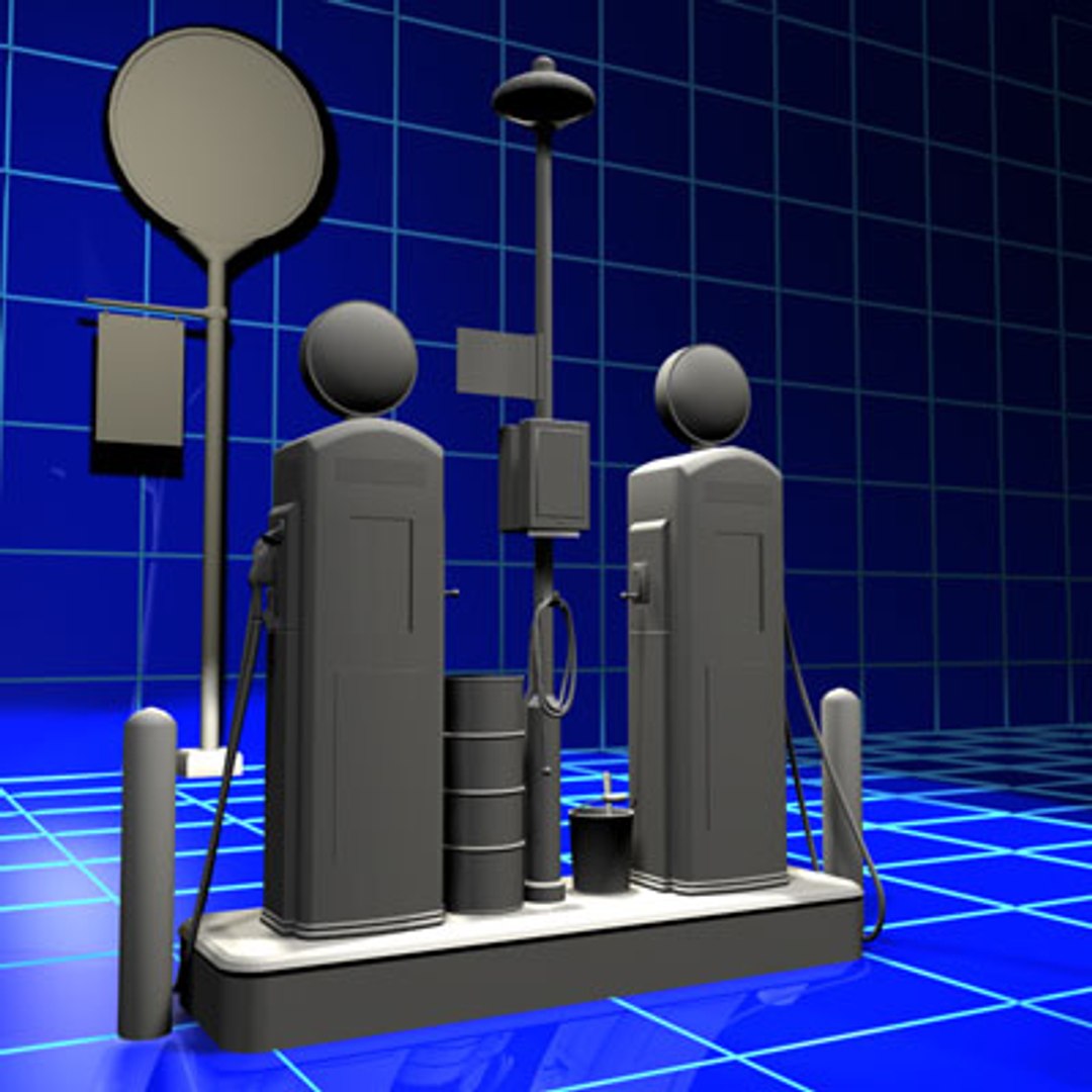 gas pump island road sign 3ds