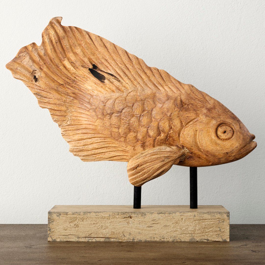 Rustic teak fish sculpture 3D model - TurboSquid 1200695