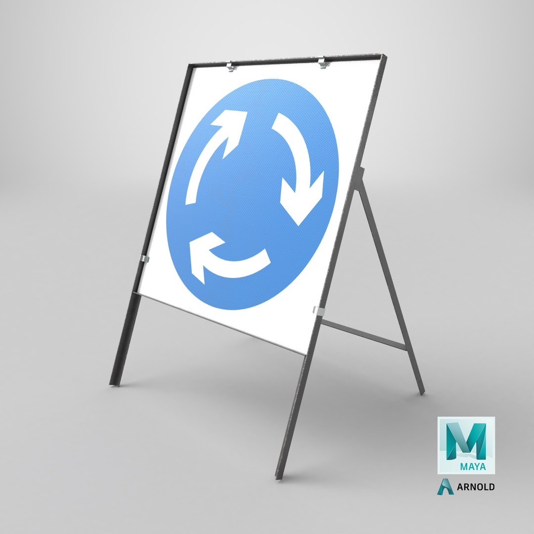 3D Mini Roundabout Square Road Sign Model - TurboSquid 2465624